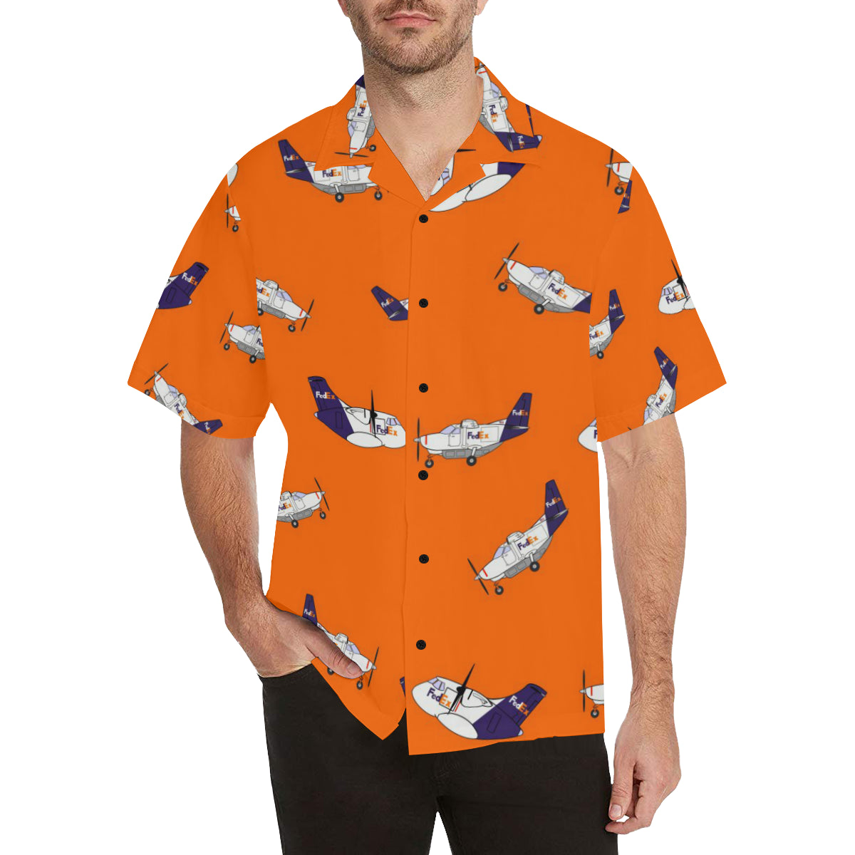 FedEx Caravan ATR Orange Hawaiian Shirt...Shipping Included ...