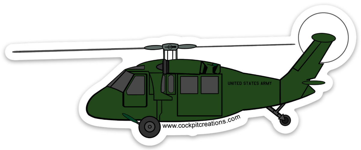 UH-60 Black Hawk Army Green Helicopter Sticker – Cockpit Creations